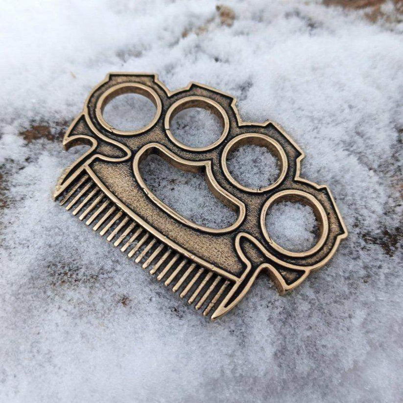 Custom metal Brass knuckles beard comb – WikkedKnot jewelry