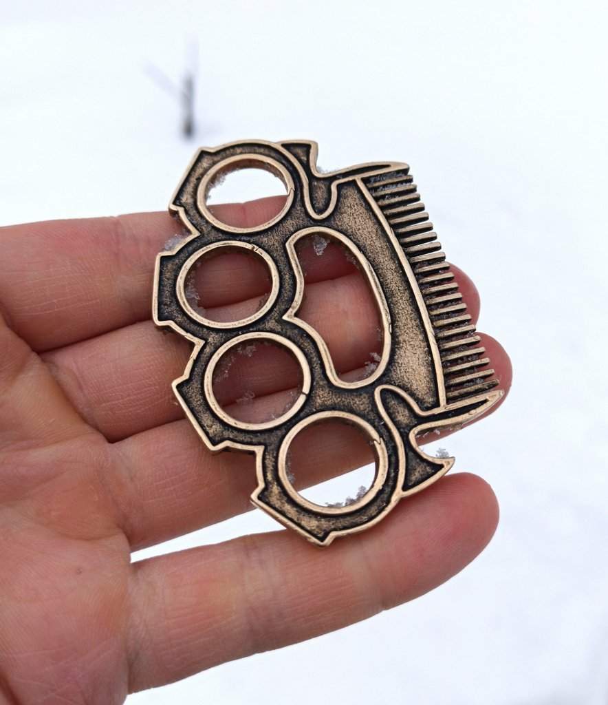 Custom metal Brass knuckles beard comb – WikkedKnot jewelry