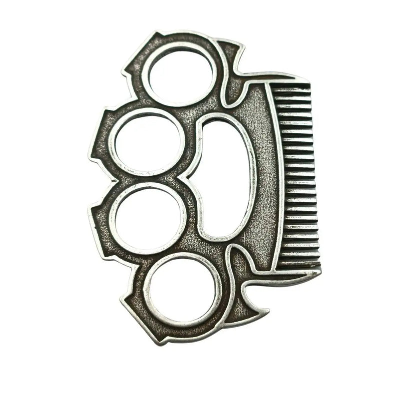 Custom metal Brass knuckles beard comb – WikkedKnot jewelry