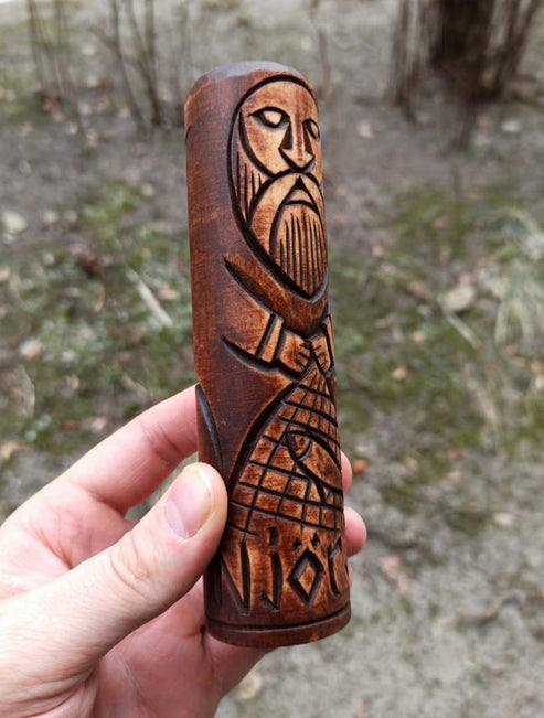 Njord wooden statue Norse pagan altar Viking table decor – WikkedKnot ...