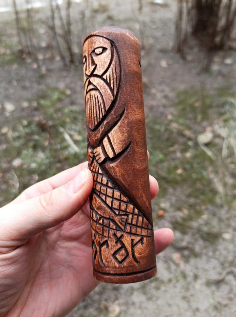 Njord wooden statue Norse pagan altar Viking table decor – WikkedKnot ...