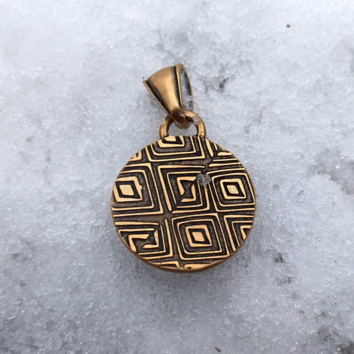 Slavic Solar petroglyph sun bronze pendant – WikkedKnot jewelry